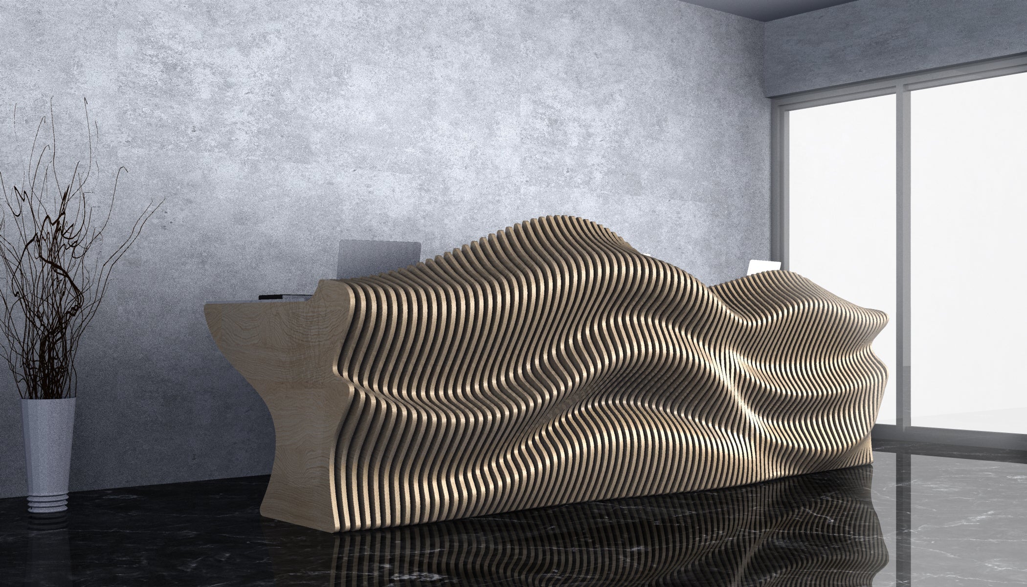 Design F23 - Parametric Waveform Reception Desk – CNC Woodarts