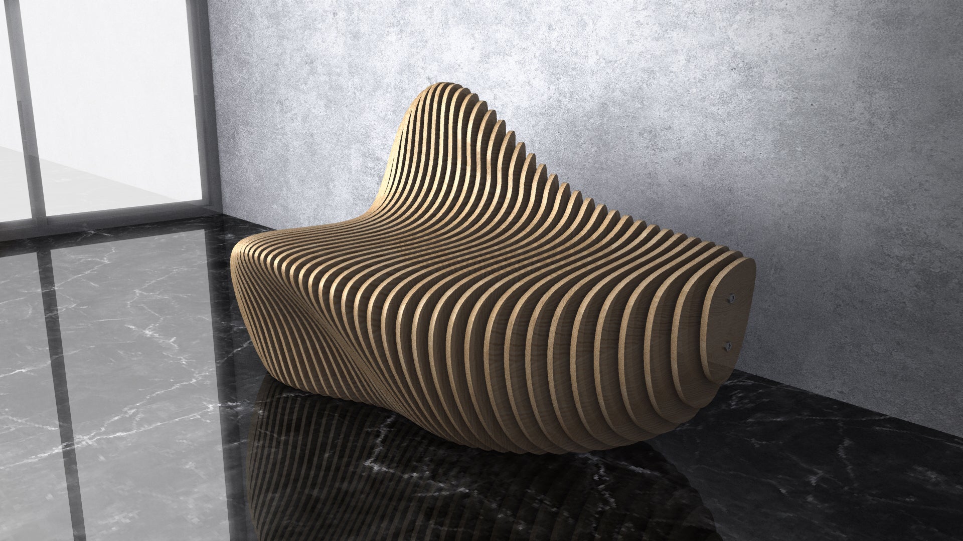 CNC Woodarts Hawaii - Design F13 - Parametric Wave Bench Chair