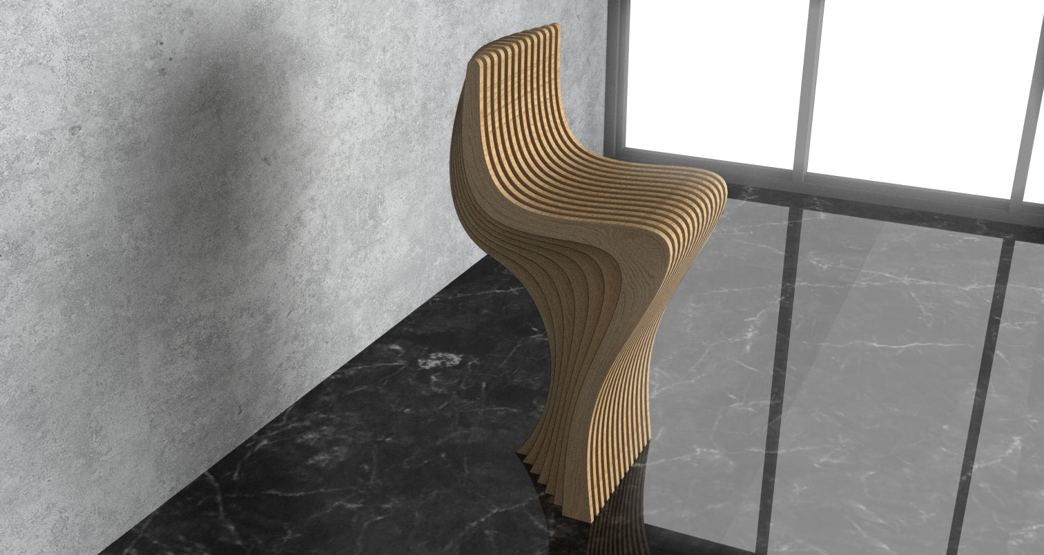 Design F43- Parametric Flowing Form Bar Stool – CNC Woodarts