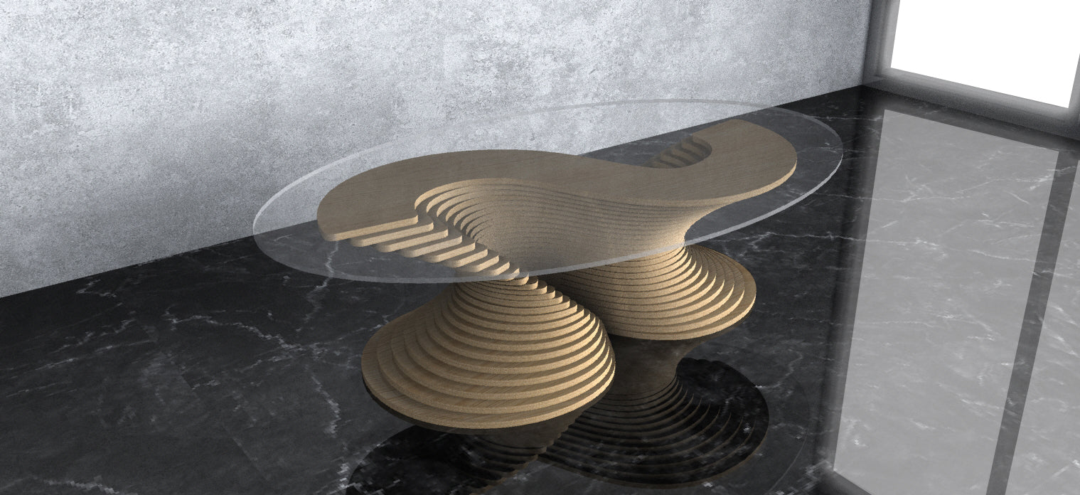 Design F38 - Parametric Wood Coffee Table - Twisted Pillars – CNC Woodarts