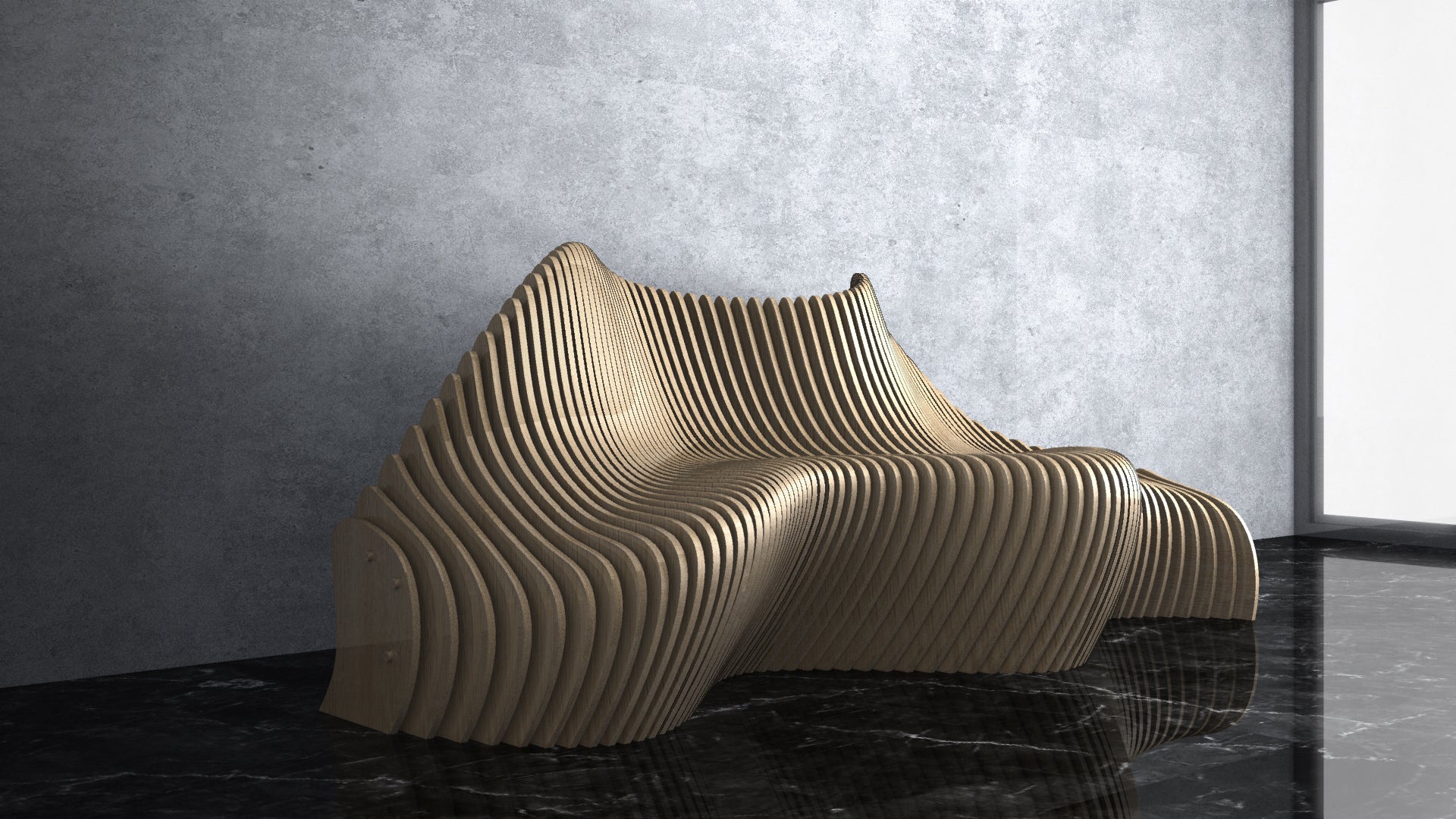 Design F19 - Parametric Large Wavy Bench – CNC Woodarts